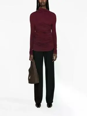 Tove Leomie Asymmetric Ruched High Neck Top