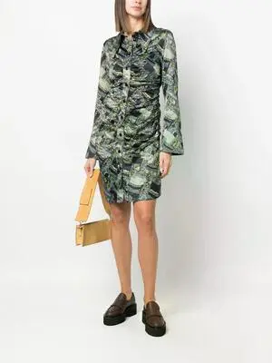 GANNI Paisley Print Button-up Shirt Dress