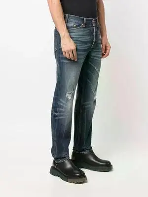 Palm Angels Slim-fit Distressed Straight-leg Jeans