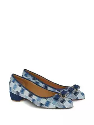 FERRAGAMO Varina Checked Block-heel Pumps