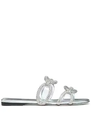 Valentino Garavani Chain 1967 Crystal-embellished Sandals - Silver