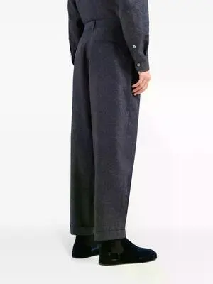 Giorgio Armani Pleated Cropped Tapered Virgin Wool-silk Blend Trousers