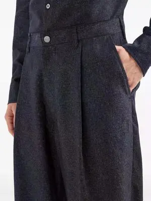 Giorgio Armani Pleated Cropped Tapered Virgin Wool-silk Blend Trousers