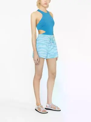 GANNI Zebra-print Organic Cotton Shorts