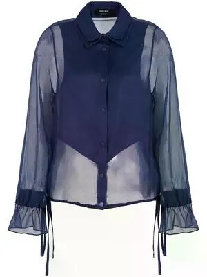 Giorgio Armani Semi-sheer Silk Top - Blue