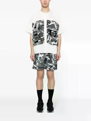 MOSTLY HEARD RARELY SEEN Quilted Camouflage Print Drawstring Waist Shorts - Multicolour