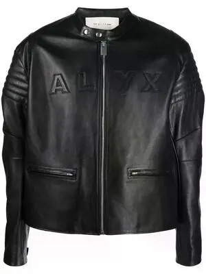 1017 Alyx 9sm Logo Embossed Leather Zip-up Jacket