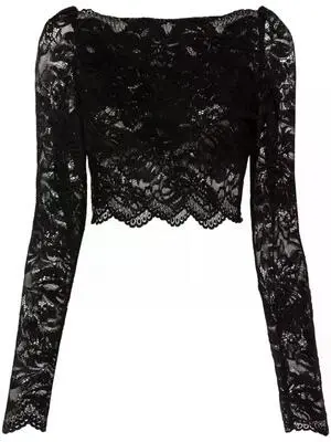 PACO RABANNE Rabanne Black Lace Cropped Top
