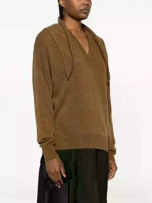 Plan C Ribbed-knit Jumper With Attached Scarf