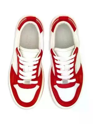 FERRAGAMO Panelled Leather Sneakers - Red