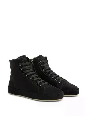 GIUSEPPE ZANOTTI Suede High-top Sneakers With Faux-fur Trim - Black
