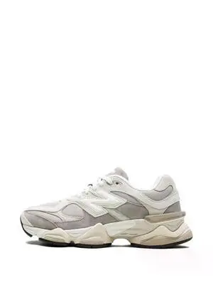 NEW BALANCE 9060 Oatmeal Canvas And Suede Sneakers - Grey