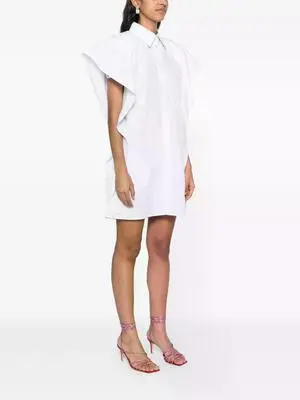Stella McCartney Poplin Mini Dress With Cap Sleeves And Welt Pocket