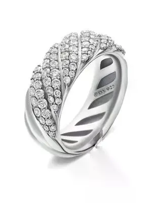 David Yurman Sterling Sculpted Cable Diamond Band Ring