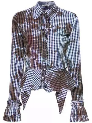 Ottolinger Stained Gingham Ruffled Shirt