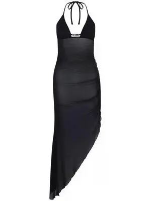 LET'S SWIM Halterneck Mesh Midi Dress