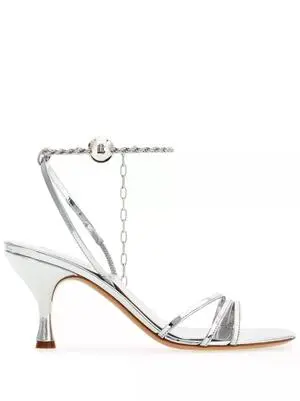 FERRAGAMO 70mm Patent Leather Strappy Sandals - Silver