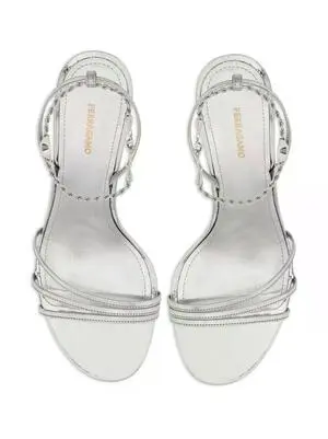 FERRAGAMO 70mm Patent Leather Strappy Sandals - Silver