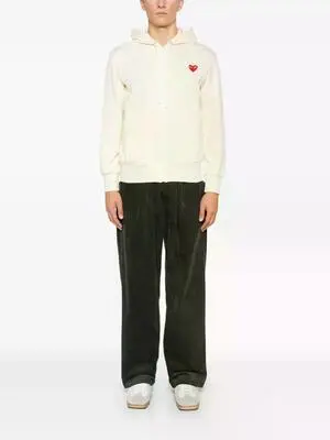 Play Comme Des Garcon Heart Appliqué Zip-up Hoodie - Yellow