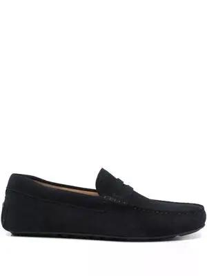 BOSS Suede Penny Trim Loafers - Blue