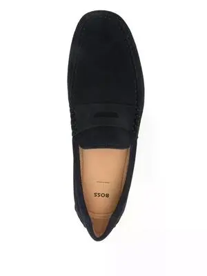BOSS Suede Penny Trim Loafers - Blue