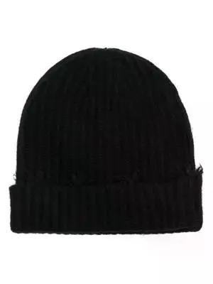 Isabel Benenato Distressed Ribbed-knit Beanie