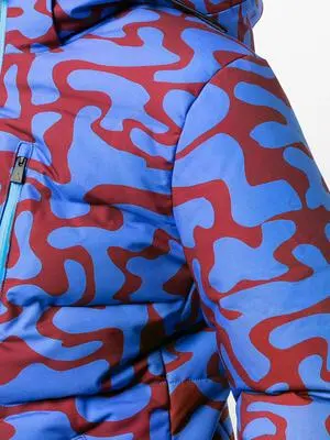 Aztech Mountain Abstract Pattern Down Quilted Ski Jacket - Blue