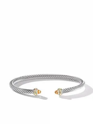 David Yurman 18kt Yellow Gold And Sterling Classic Cable Bracelet With Citrine - Silver