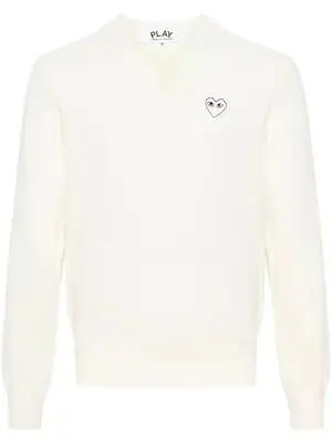 Play Comme Des Garcon Comme Des Garçons Play Wool Jumper With Heart Patch Neutrals