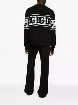 Dolce & Gabbana Intarsia Knit Logo Crew Neck Jumper