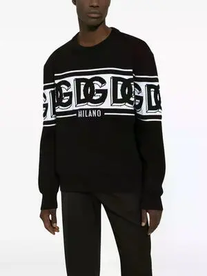 Dolce & Gabbana Intarsia Knit Logo Crew Neck Jumper