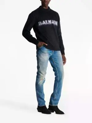 Balmain Brushed Finish Logo Print Jumper