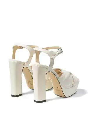 JIMMY CHOO Heloise 120 Nappa Leather Platform Sandals - White