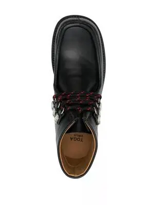 TOGA VIRILIS Leather Ankle Boots With Stud Embellishment