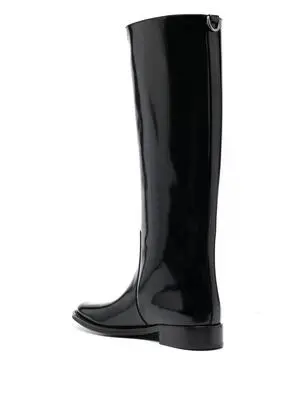 Saint Laurent Calf Leather Glossed Knee High Boots