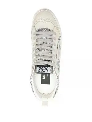 GOLDEN GOOSE Mid-star Glitter Detail Leather Sneakers