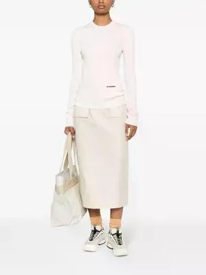 JIL SANDER Ribbed Knit Crew Neck Top - Neutrals