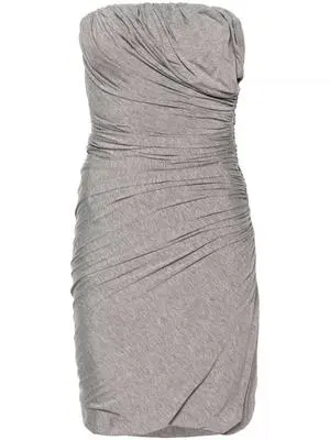 Attico Strapless Ruched Jersey Mini Dress - Grey