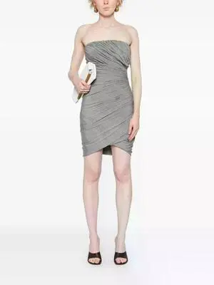 Attico Strapless Ruched Jersey Mini Dress - Grey