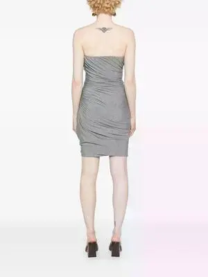 Attico Strapless Ruched Jersey Mini Dress - Grey