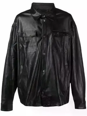 DAILY PAPER Long-sleeved Faux-leather Shirt