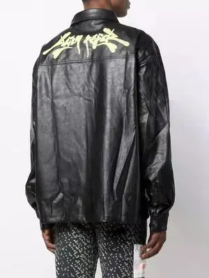 DAILY PAPER Long-sleeved Faux-leather Shirt