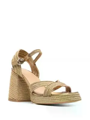 CastaÑer Woven Metallic Slingback Sandals With Platform - Gold