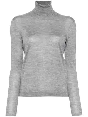 TOM FORD Fine Knit Roll Neck Top - Grey