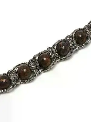 Emanuele Bicocchi Tiger Eye Beaded Bracelet - Silver