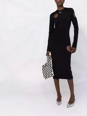 Off-White Meteor Logo Knitted Dress - Black