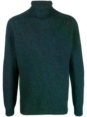 Sunspel Roll-neck Lambs-wool Jumper - Green