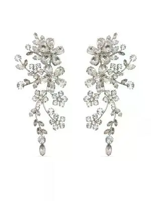 JENNIFER BEHR Darianna Crystal Embellished Floral Motif Drop Earrings - Silver