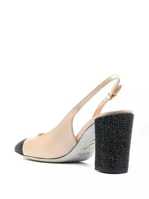 Rene Caovilla Two-tone Embellished Slingback Pumps