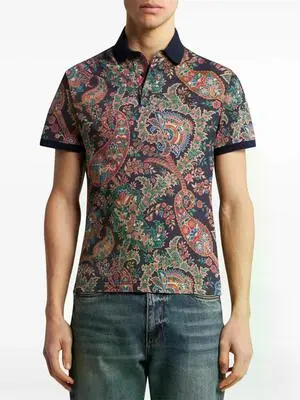 Etro Floral Paisley Print Polo Shirt - Blue
